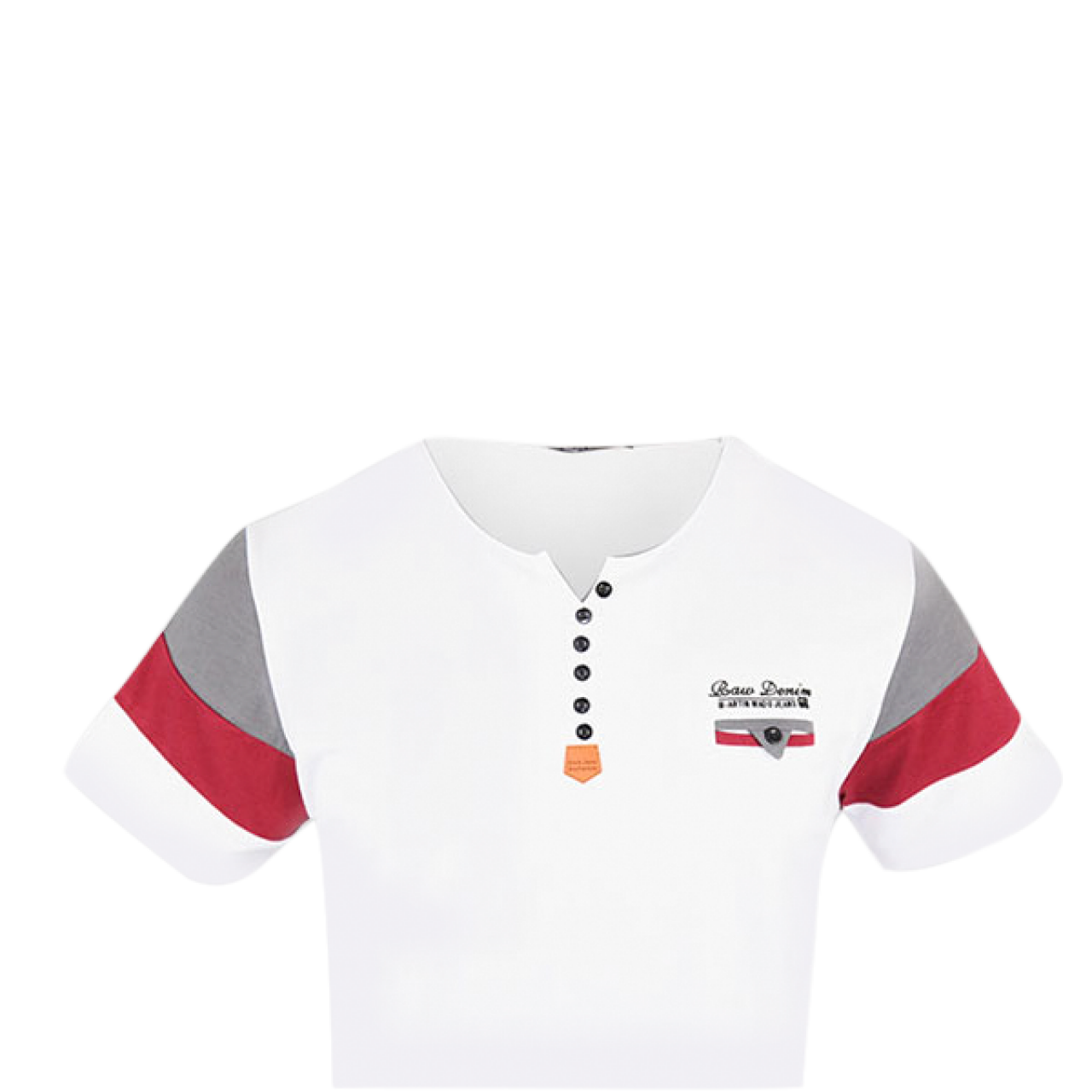 Mens White Red Ash Design Barbos Collar Dress T Shirt In USA