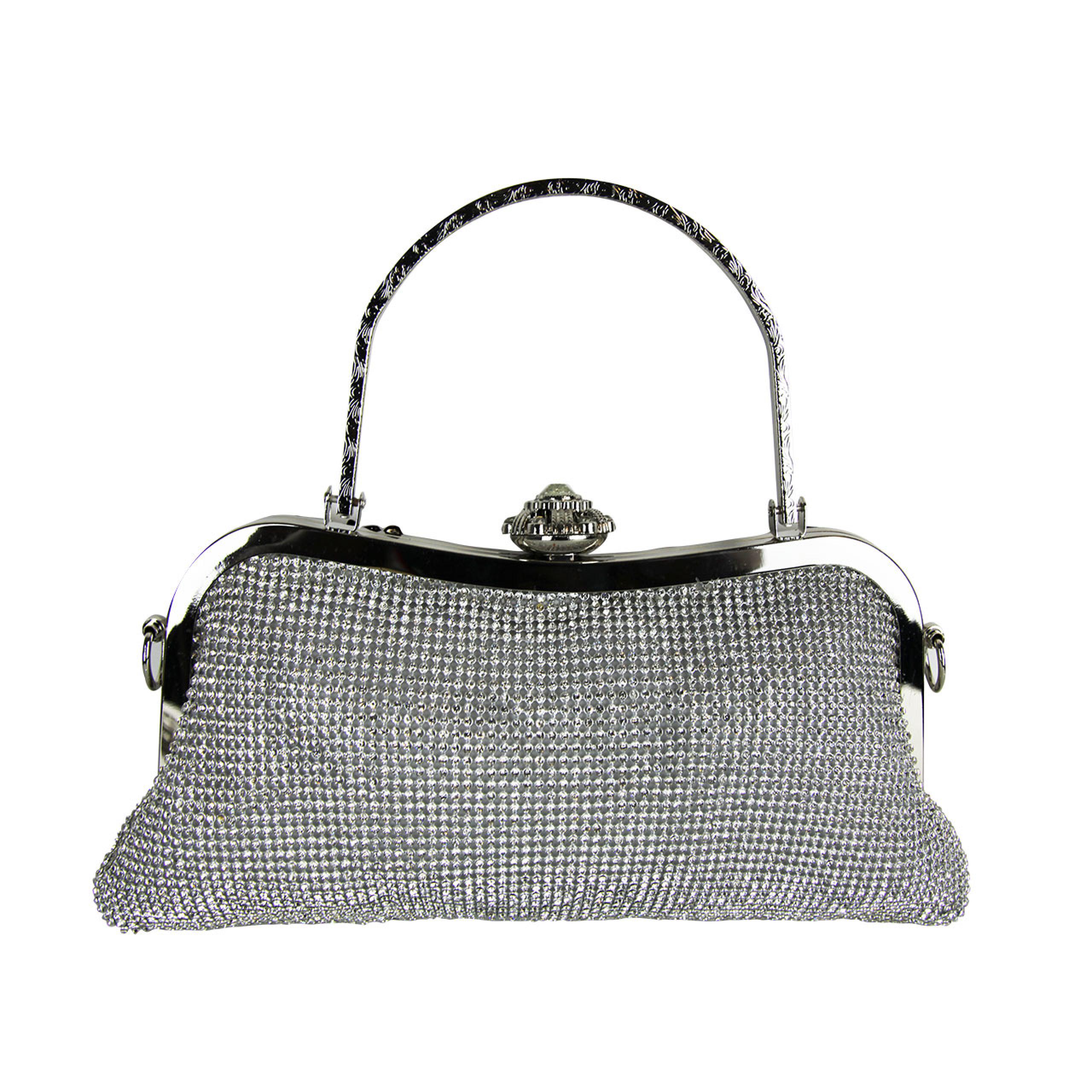 Buy Sparkly Silver Mini Coin Clutch Purse With Handle In USA